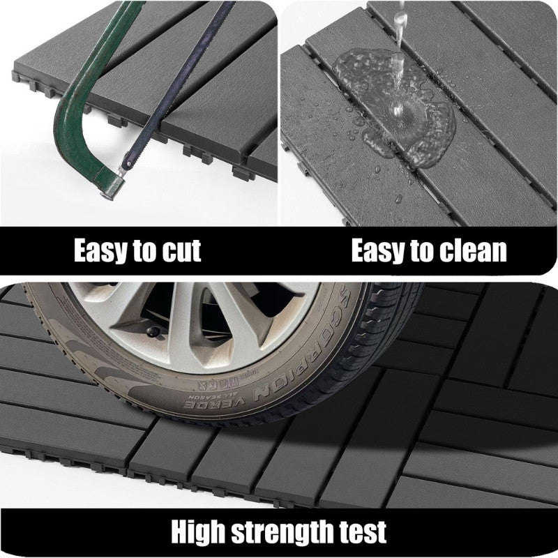 44 Pcs Premium Interlocking Deck Tiles (11.8" x 11.8" x 0.8") - Dark G ...