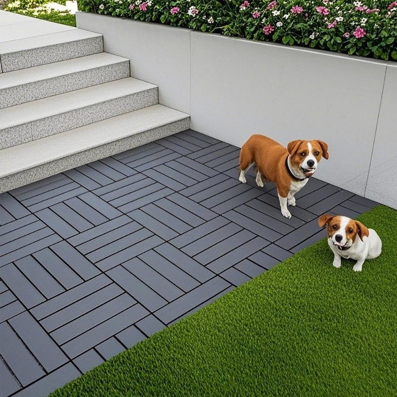 44 Pcs Premium Interlocking Deck Tiles (11.8" x 11.8" x 0.8") - Dark G ...